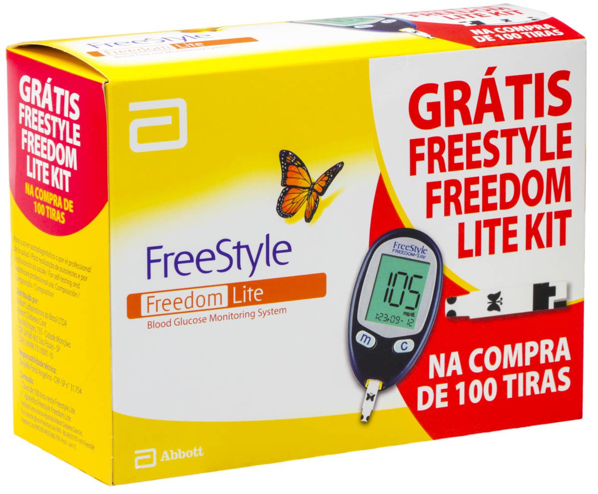 Monitor de Glicemia Freestyle Lite Aparelho - 1 Aparelho + 100 Tiras ...