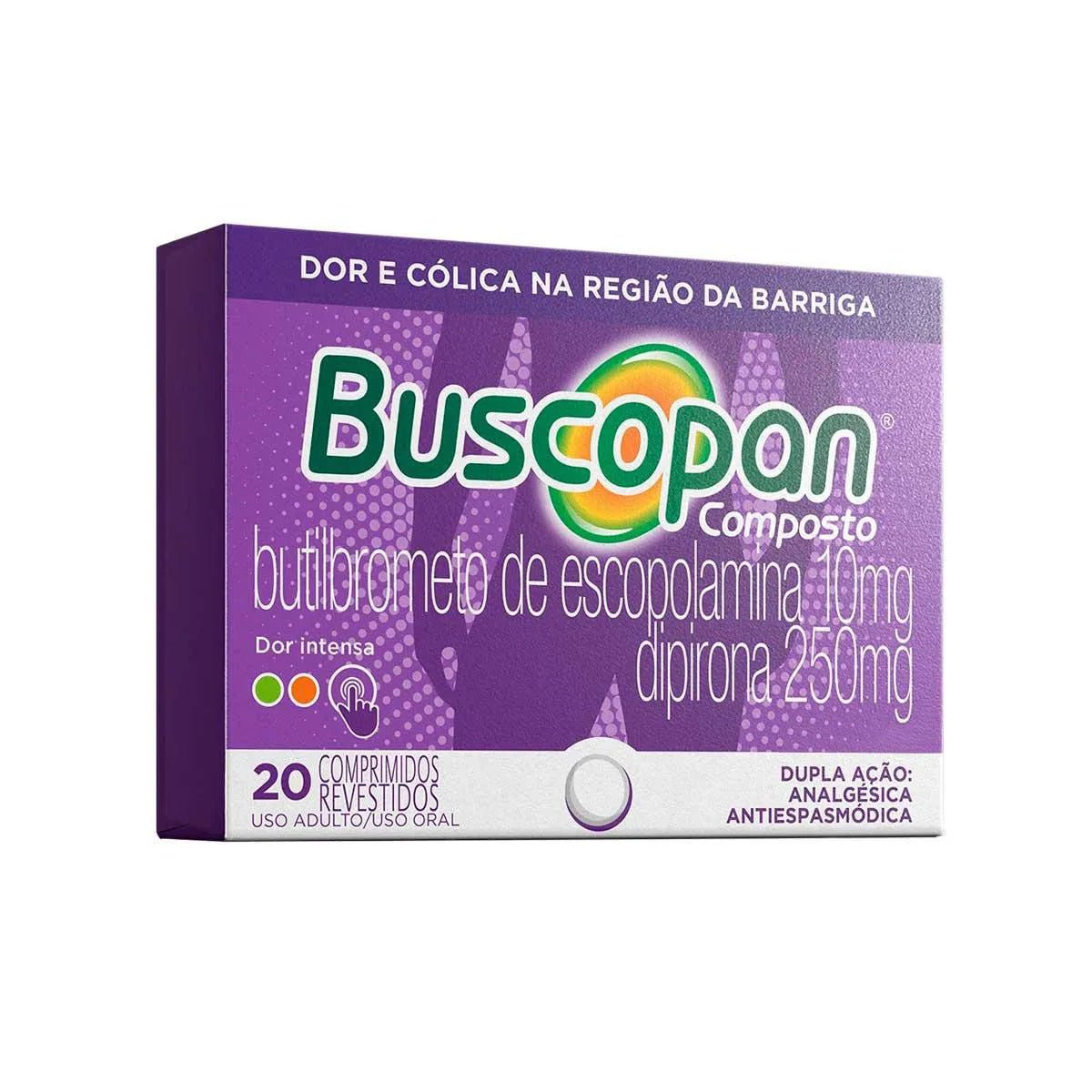 Buscopan Composto 10mg + 250mg - 20 Unidades - Comprimido – Pill ...