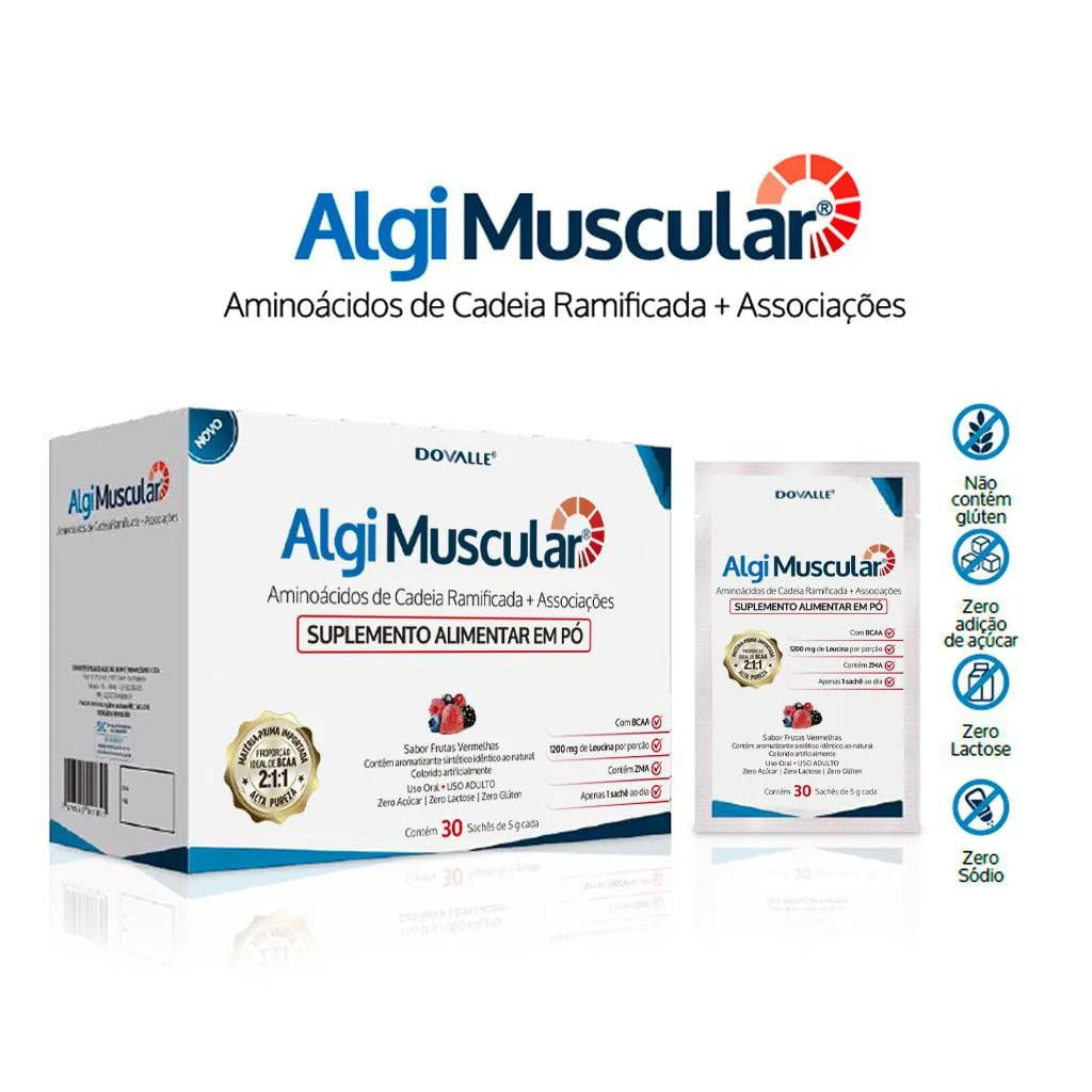 Algi Muscular com 30 Sachês Sabor Frutas Vermelhas – Pill Farmácia Digital